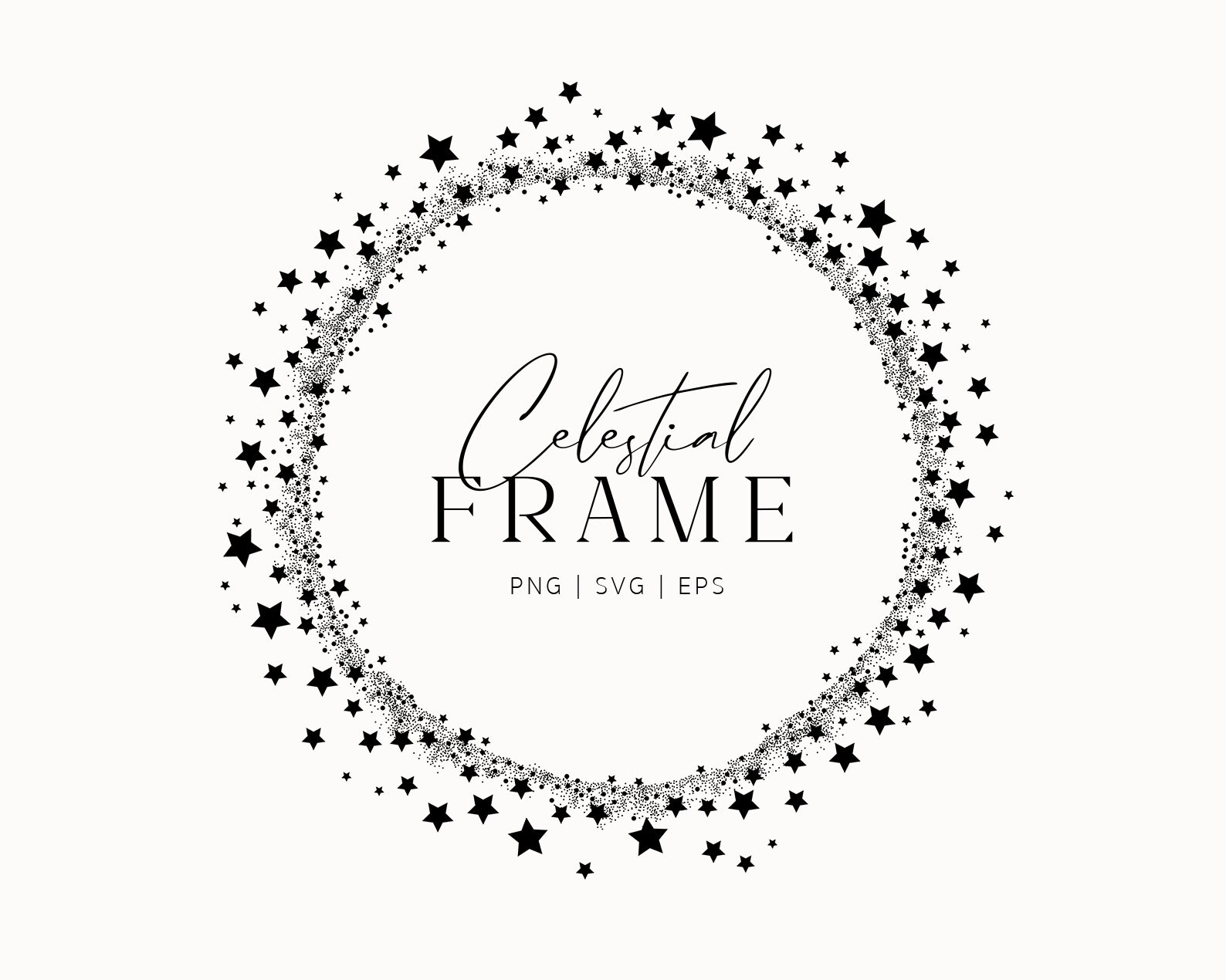 Stars Sparkles Circle Frame SVG, Celestial Round Frame SVG, Galaxy ...