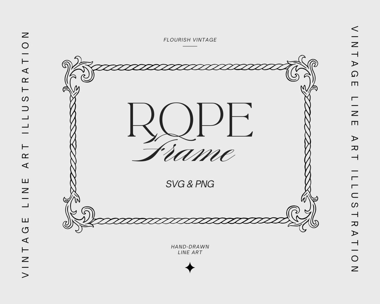 Hand Drawn Rope Frame SVG, Rectangular Border Frame, Vintage Coquette ...