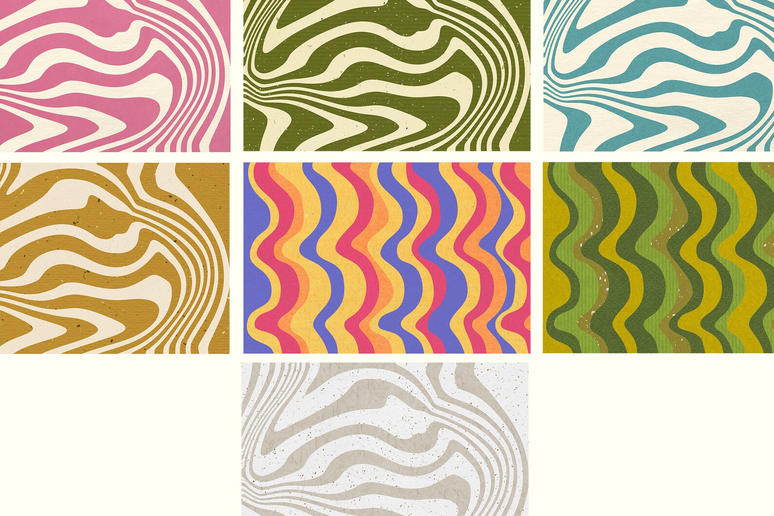 Retro Groovy Wave Paper Pattern Hippie Texture Abstract - Etsy