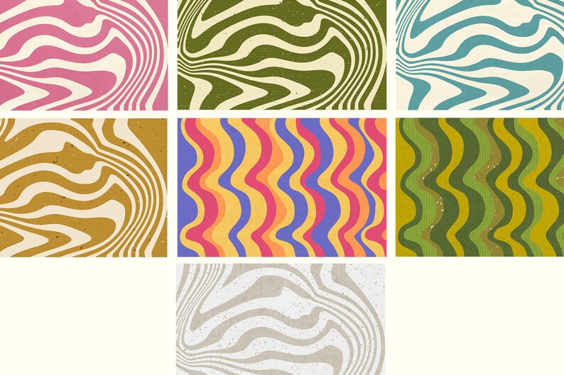 Retro Groovy Wave Paper Pattern Hippie Texture Abstract - Etsy