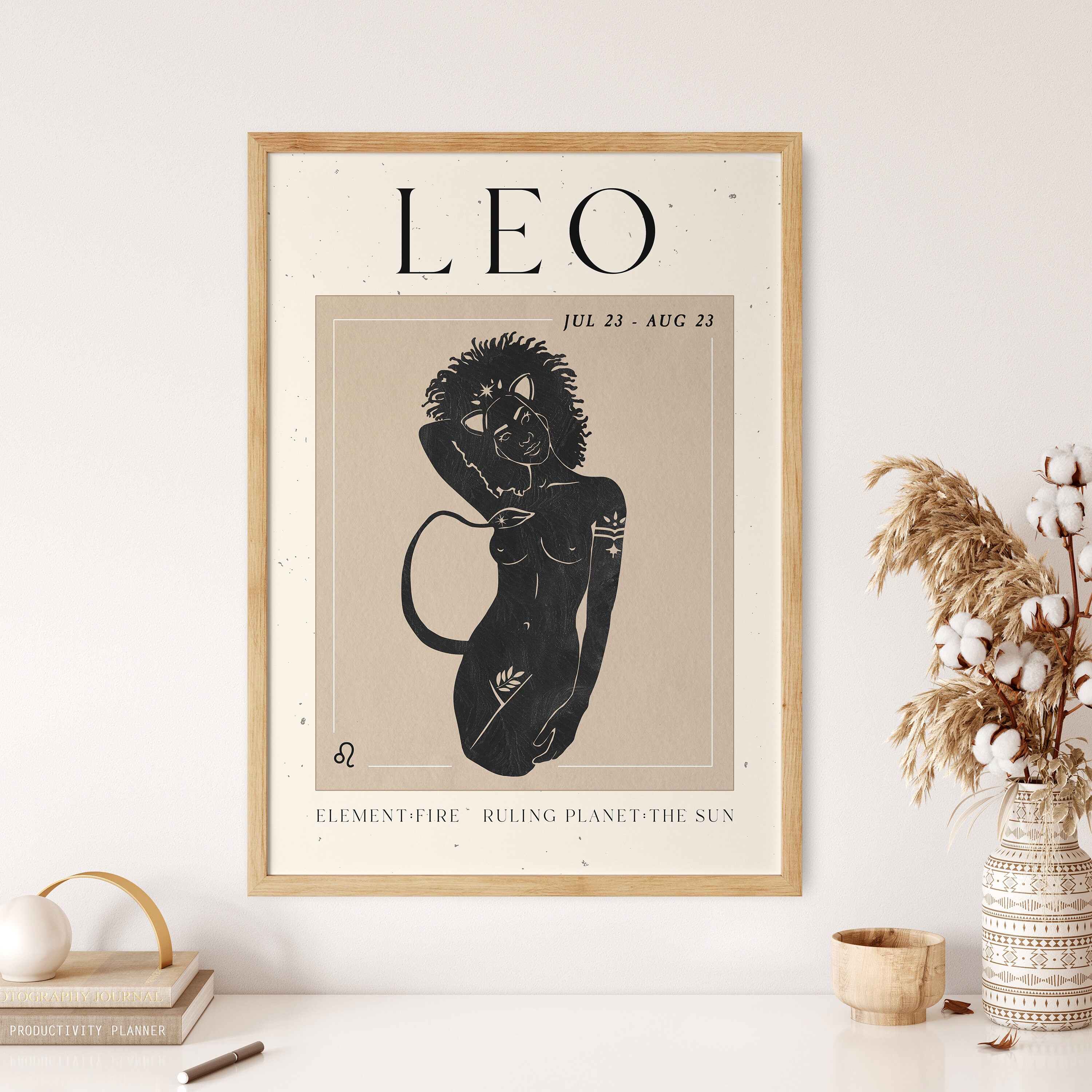 Leo Zodiac Sign, Leo Gifts, Printable Leo Wall Art Print, Zodiac Symbol ...