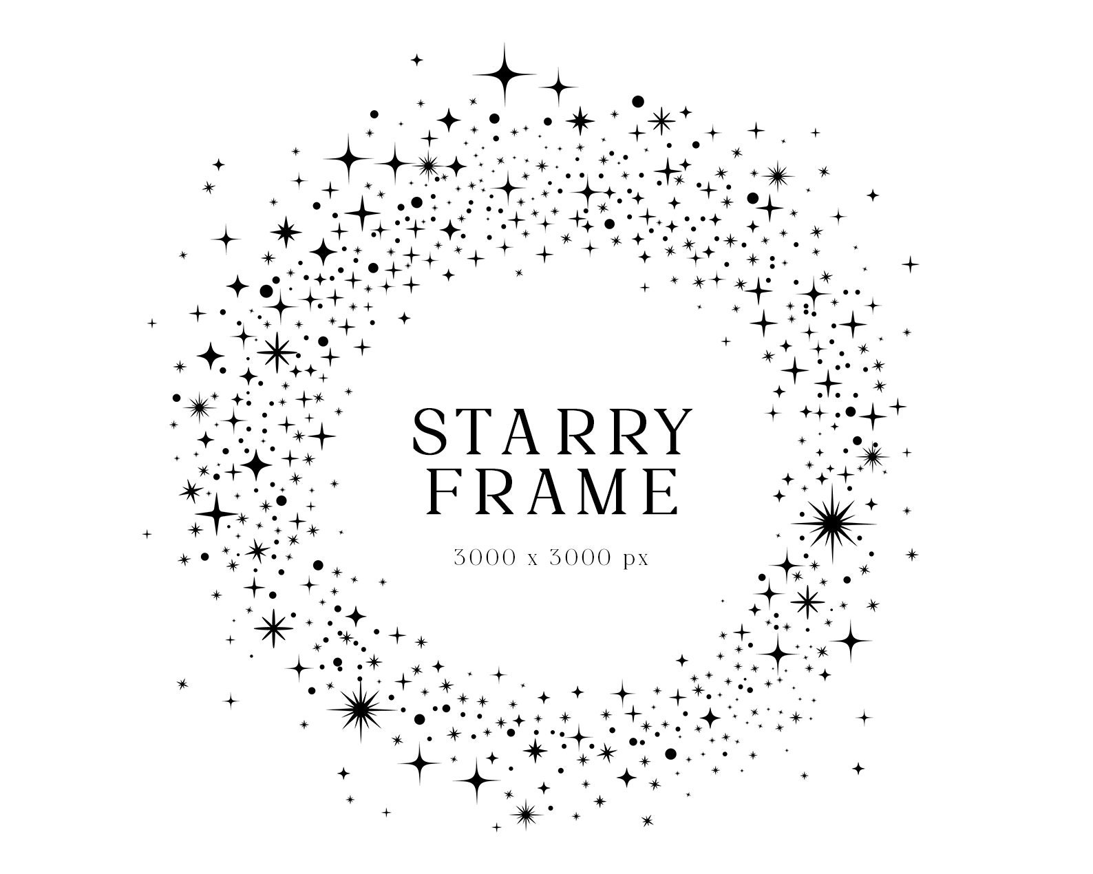 Celestial Stars Frame SVG, Starry Circle Wreath, Galaxy SVG Frame ...