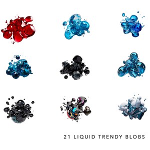 Liquid Vivid 3D Blobs, Trendy 3D Shapes, Retro Futurist Abstract Shapes ...