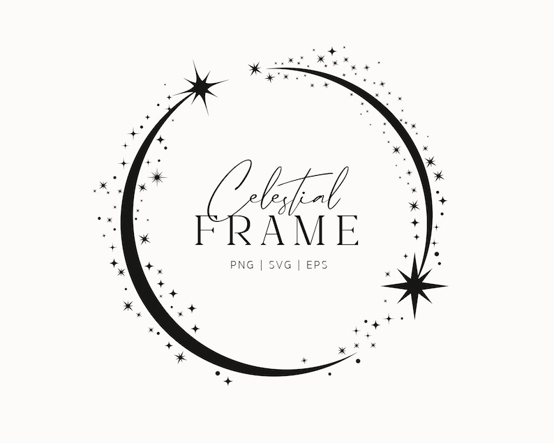 Stars Sparkles Circle Frame SVG, Celestial Round Frame SVG, Galaxy ...