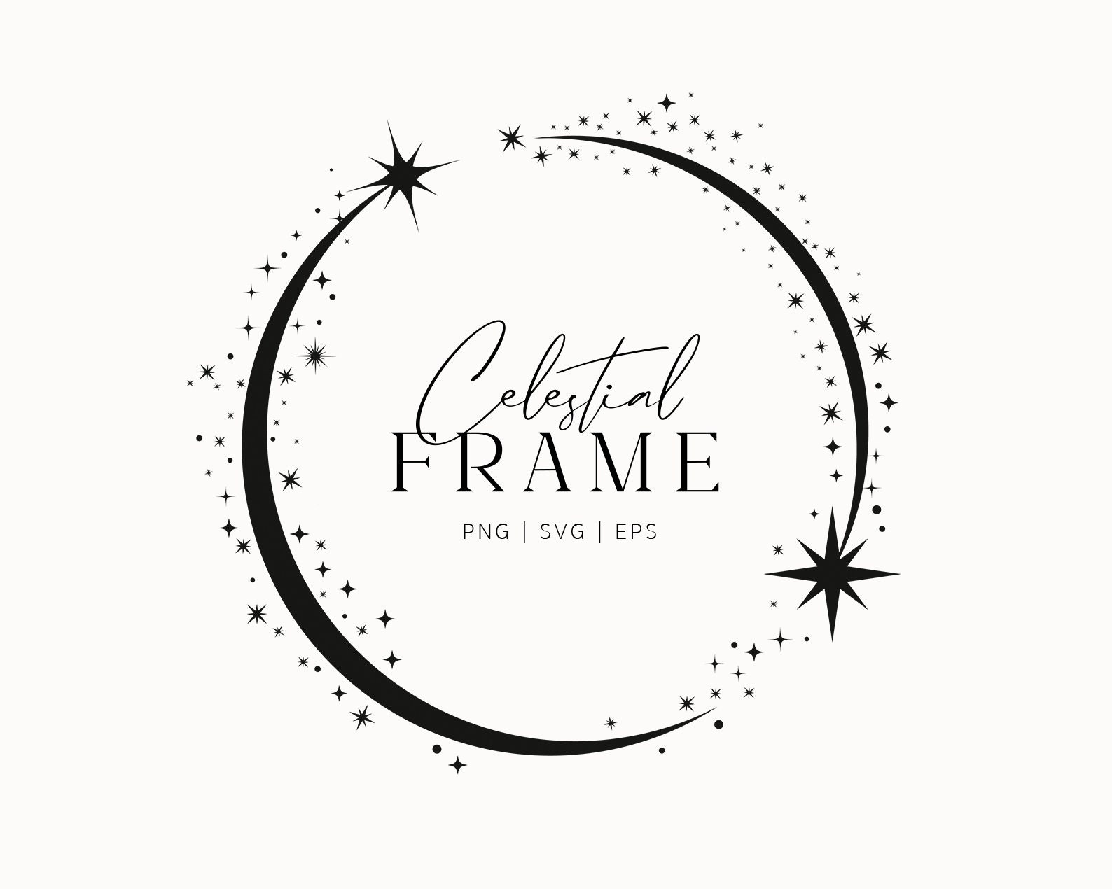 Stars Sparkles Circle Frame SVG, Celestial Round Frame SVG, Galaxy ...
