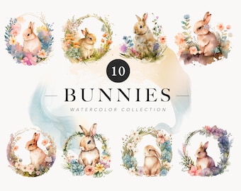 Watercolor Bunny, Baby Bunny PNG Clipart, Little Rabbit, Watercolor ...