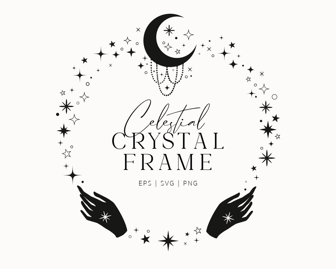 Celestial Star Lunar Frame SVG Sparkle Stars Frame Moon - Etsy