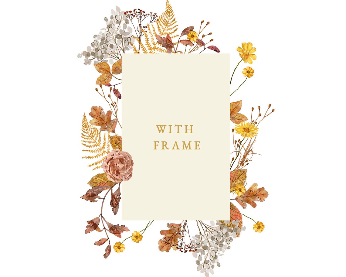 Autumn Fall Frame Watercolor Flower Wreath Clipart Wedding - Etsy