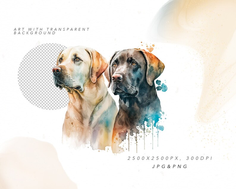 Labrador Black Golden Clip Art Portrait Watercolor Labrador - Etsy
