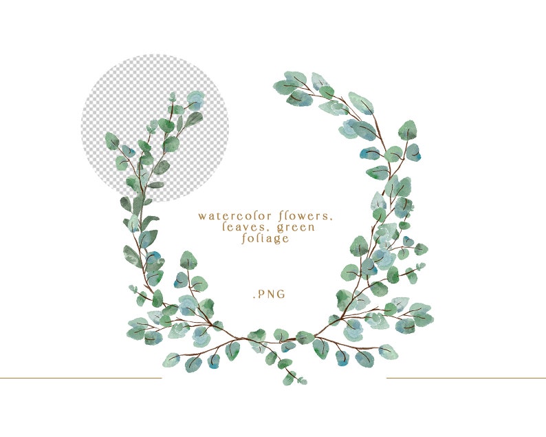 Watercolor Eucalyptus Greenery Wreath Clip Art, Watercolor Floral Frame ...