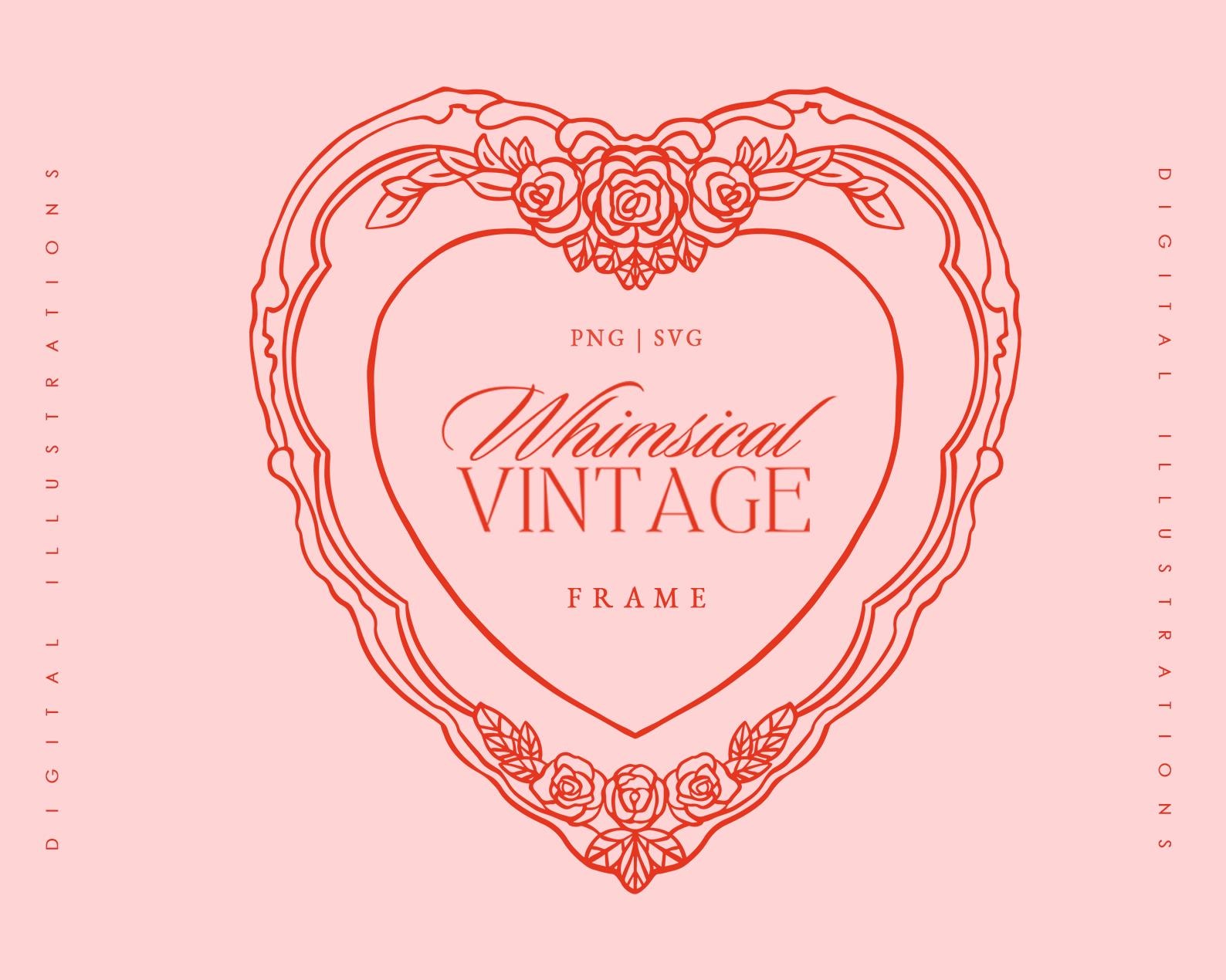 Heart Coquette Vintage Crest Frame SVG - Whimsical Baroque Frame ...