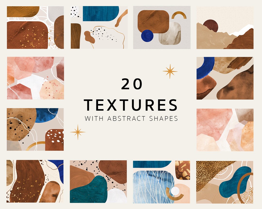 Abstract Line Art Collage Shapes Clipart, Modern Boho Digital Paper ...