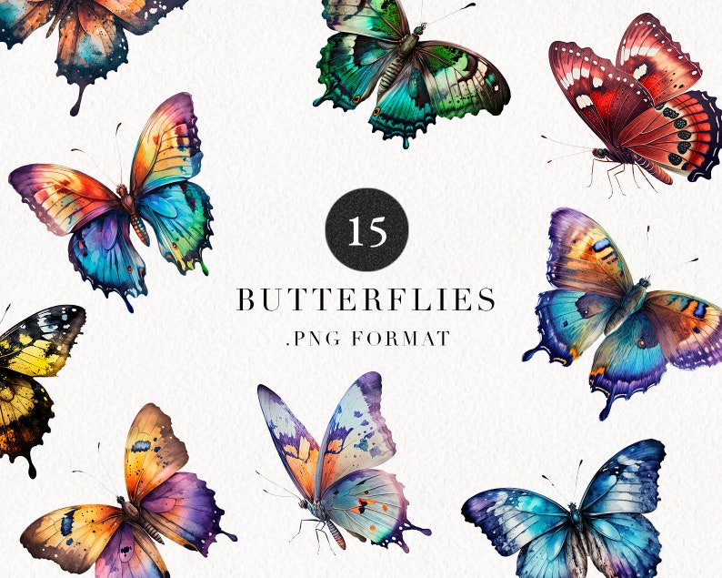 Watercolor Butterfly Clipart PNG Vintage Butterflies - Etsy