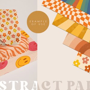 Retro Digital Paper Hippie 60s 70s Abstract Landscape Texture Vintage ...