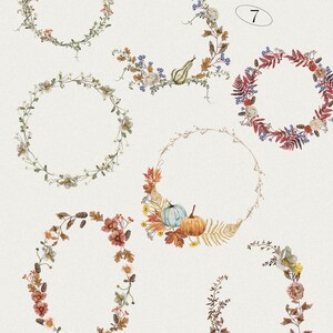 Autumn Fall Watercolor Flowers Pumpkin Leaves, Autumn Frame Wreaths ...