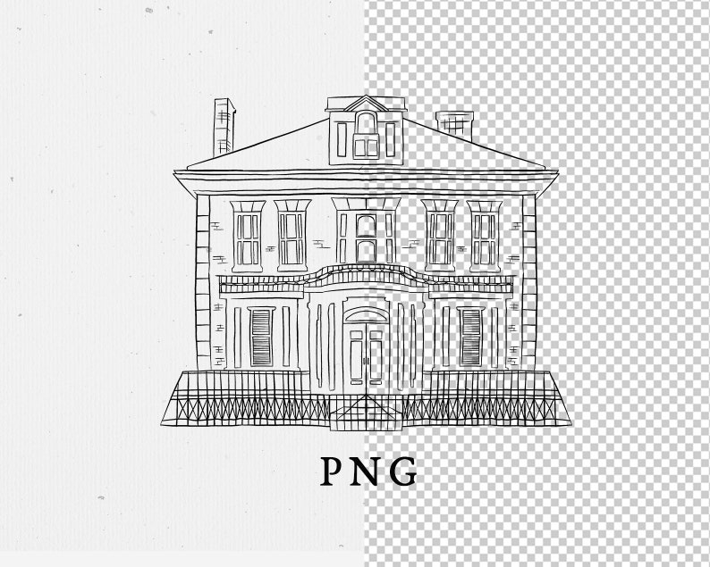 Cottage House Line Art Farmhouse Wedding Clipart Country - Etsy