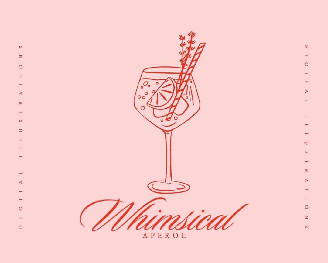 Aperol Spritz Clipart SVG - Aperol Spritz Drink Illustration - Custom ...