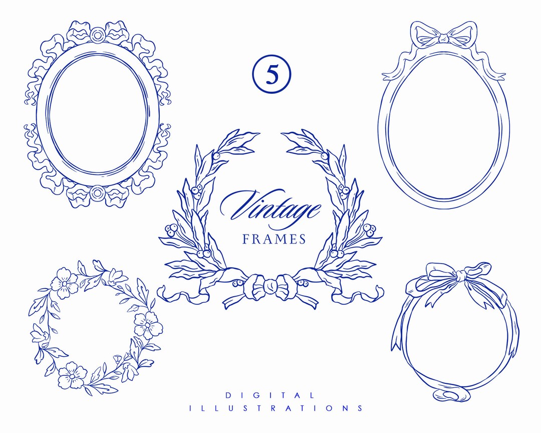 Baroque Line Art Frame Wedding Clipart - Wedding Crest - Victorian ...