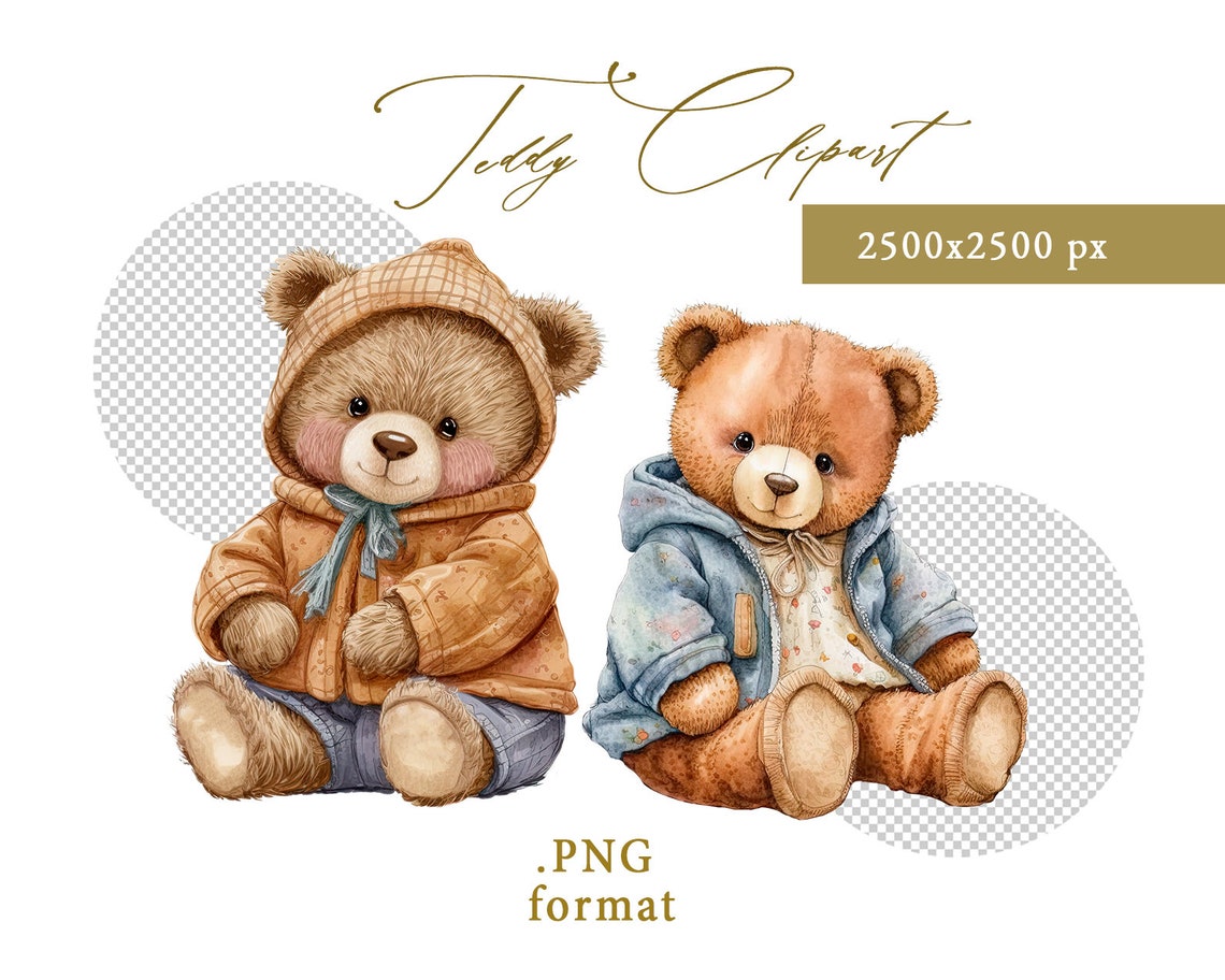 Watercolor Teddy Bear Baby Shower, Teddy Bear for Boy Girl Clip Art ...