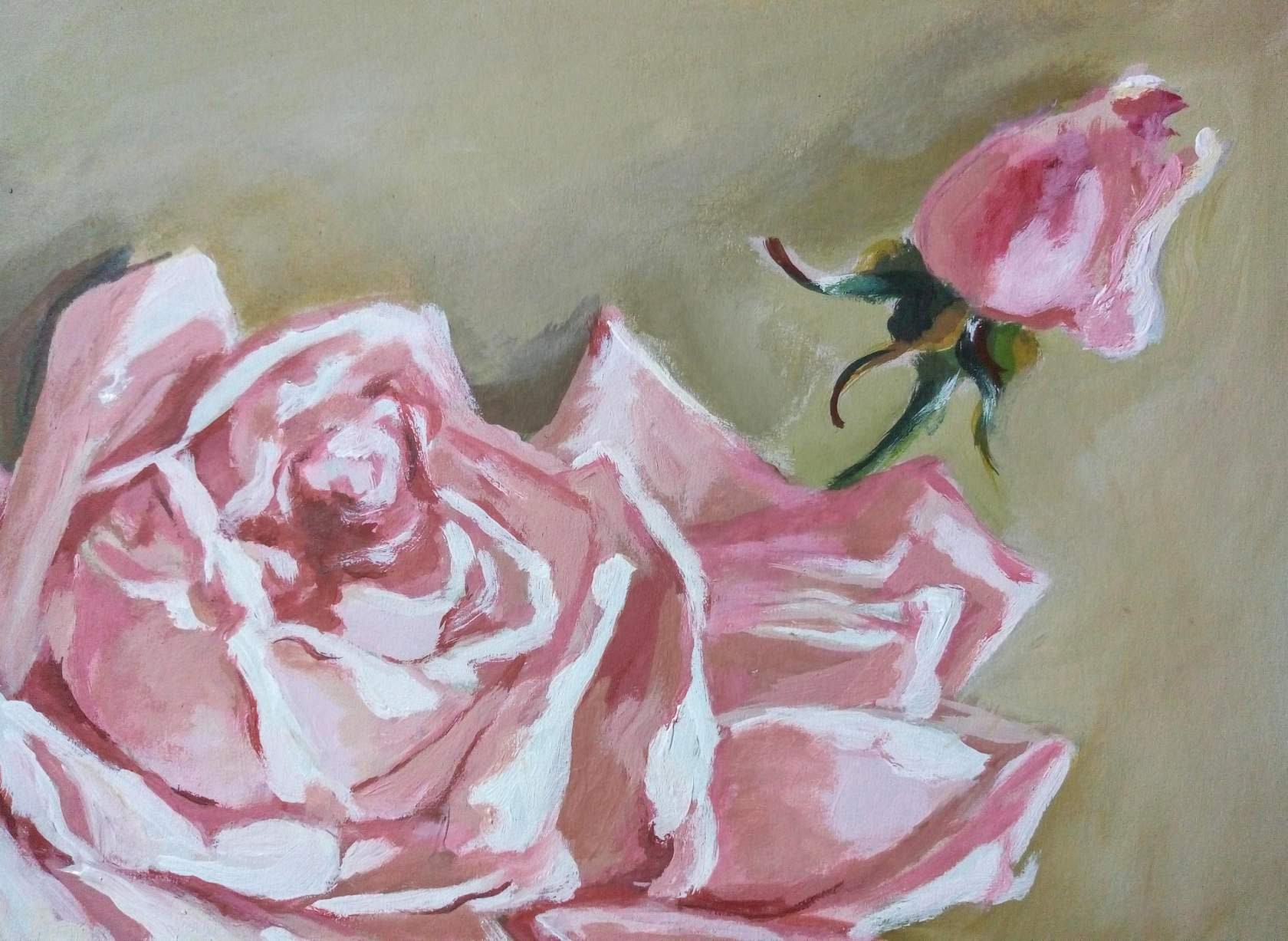 Pink Roses Painting - Etsy
