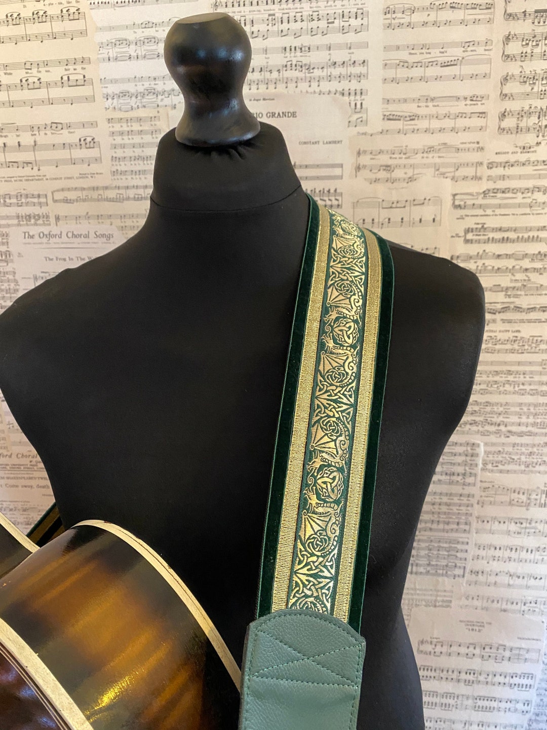 Celtic Wide Guitar Strap Bass Strap 75mm 3 Inch Green - Etsy