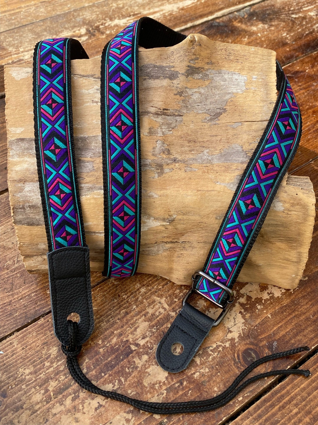Ukulele Strap, Mandolin Strap 25mm 1 Inch Aztec / Tribal Design purple ...