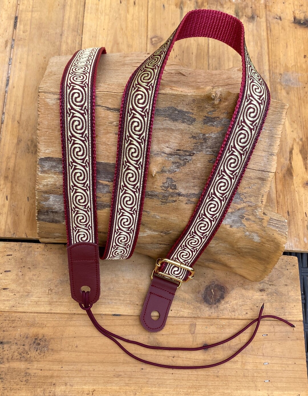 Ukulele Strap, Mandolin Strap - Celtic Spiral, Swirl - Wine and Gold ...