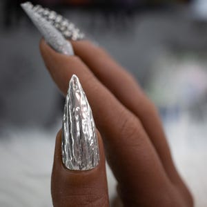 Texture 3d Gel Press on Nails, Emo French Tip Press on Nails, Goth ...