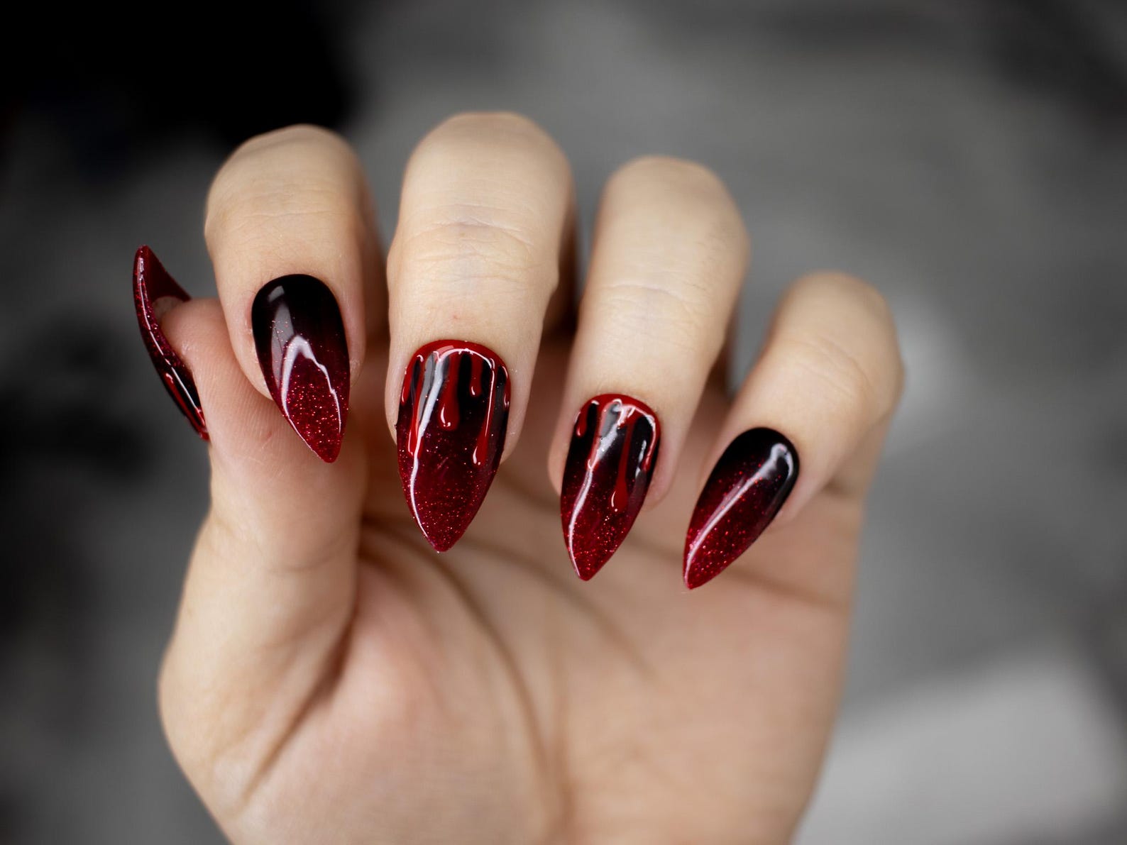 Bloody Halloween Nails, Blood Drip Nails, Halloween Press on Nails ...