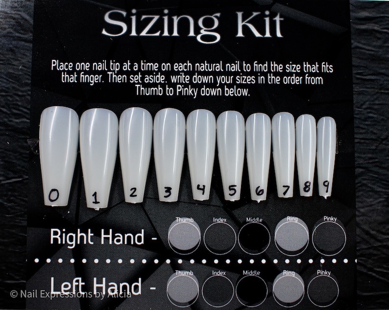 PRESS ON SIZING Kit, Nails Sizing Kit, Press on Nail Size Guide, No ...