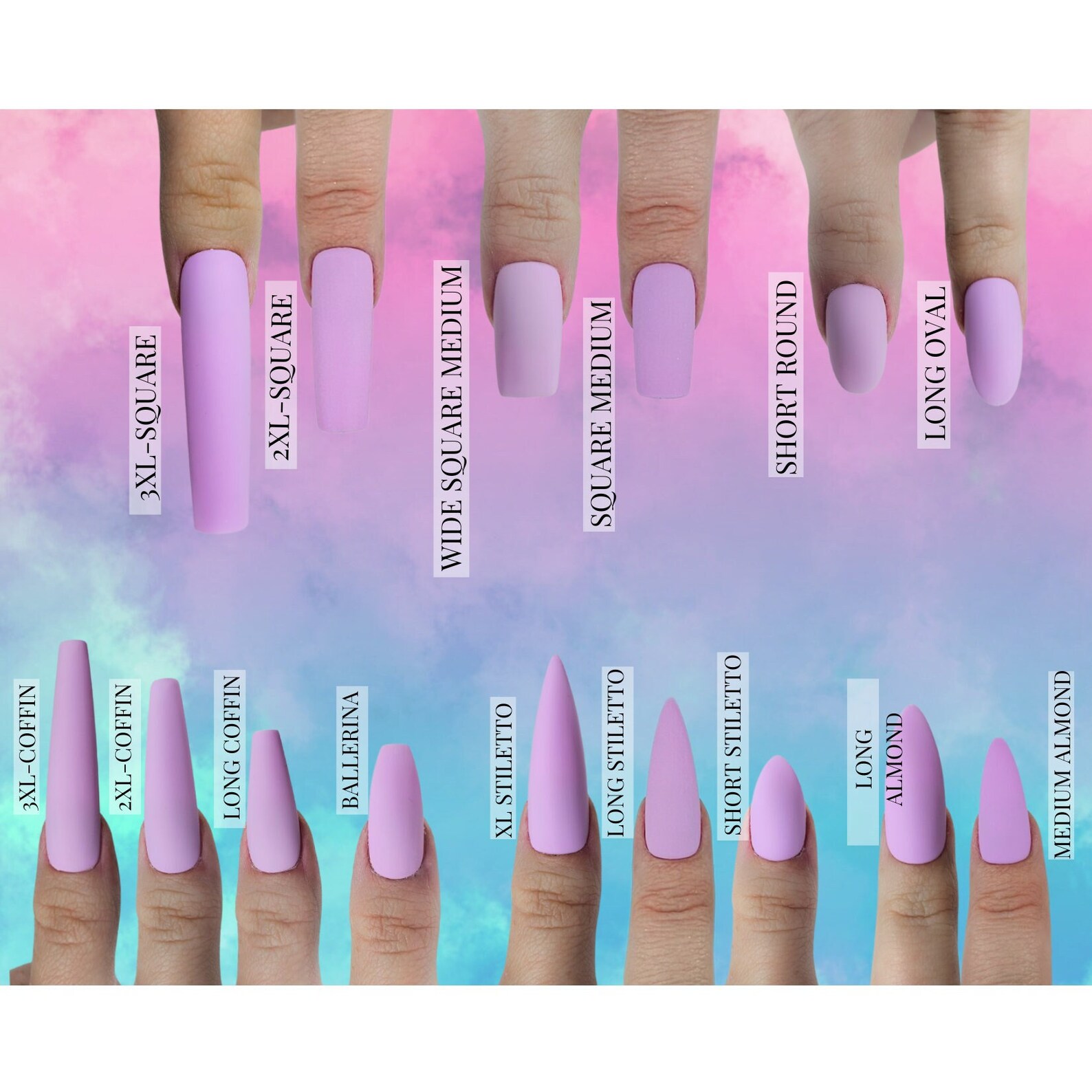 PRESS ON SIZING Kit, Nails Sizing Kit, Press on Nail Size Guide, No ...