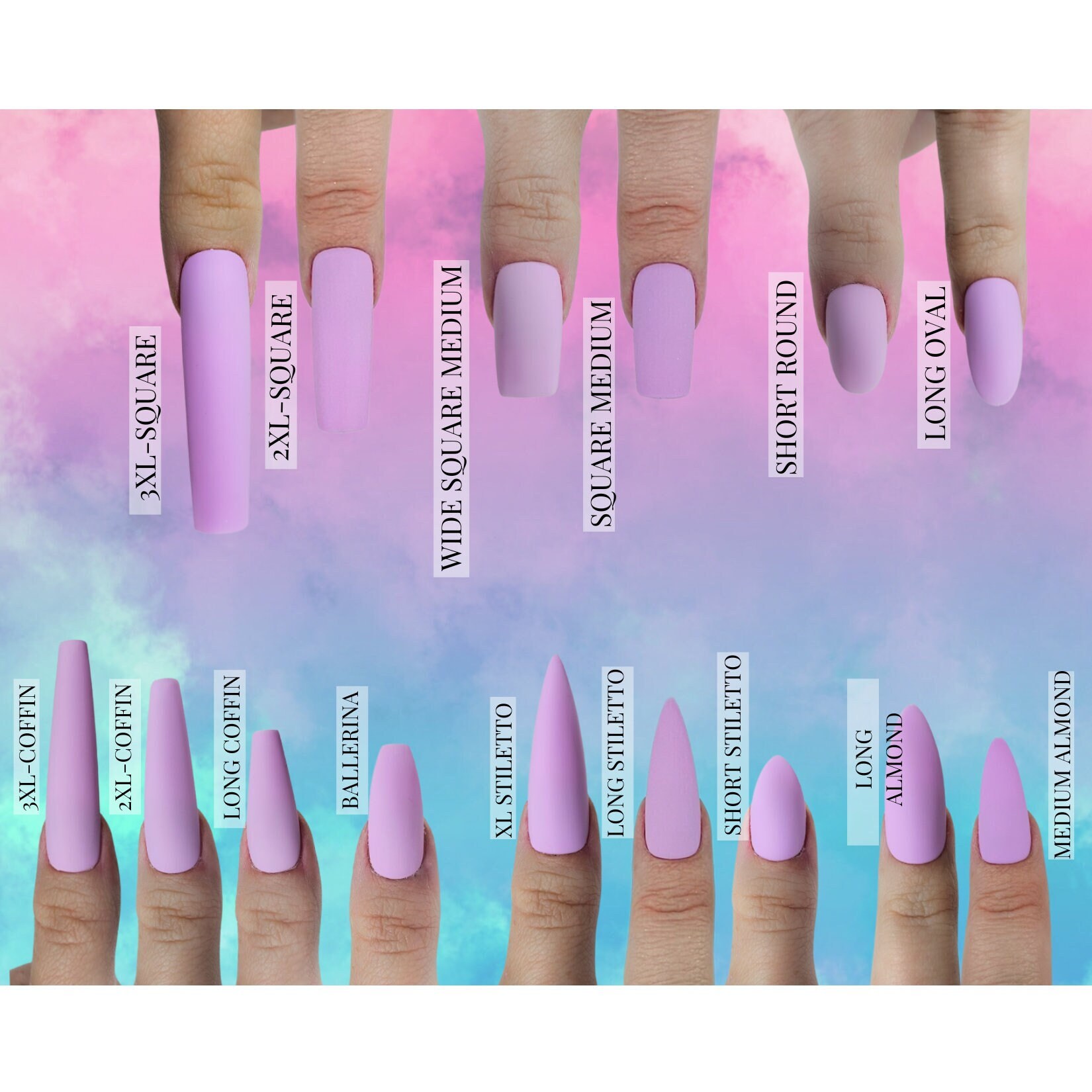 PRESS ON SIZING Kit, Nails Sizing Kit, Press on Nail Size Guide, No ...