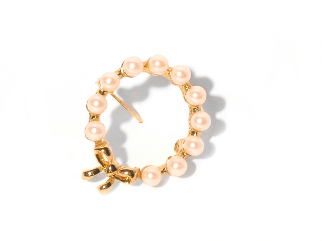 A Pretty Pearl Wreath Brooch, Gold and Pearl Brooch, Circular Brooch - Etsy