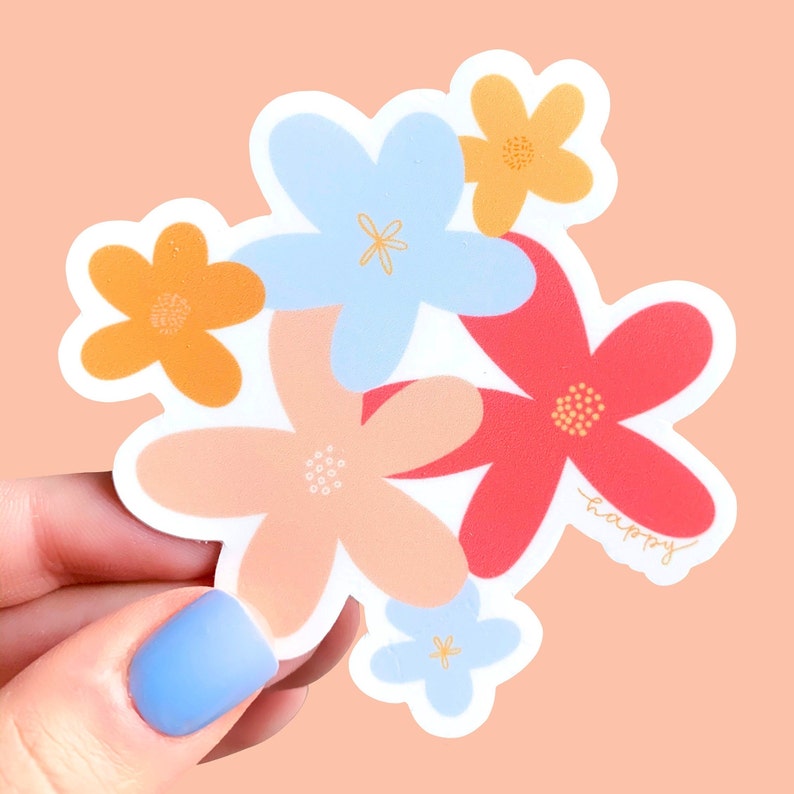 Happy Flower Vinyl Sticker / Waterproof Weatherproof / Laptop - Etsy