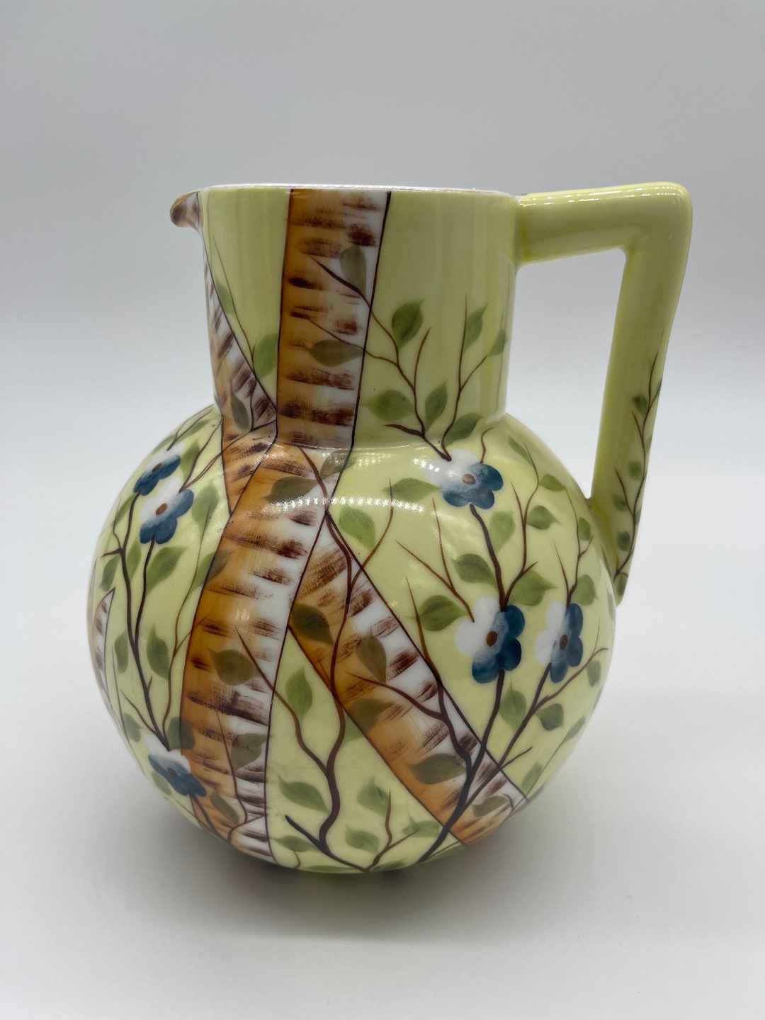 Vintage Asian Inspired Hand Painted Water Pitcher - Etsy