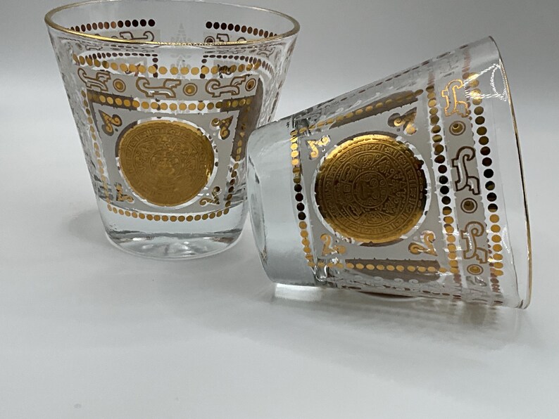 Set of Vintage Hazel Atlas Aztec Gold Medallion Cups (2pc) - Etsy