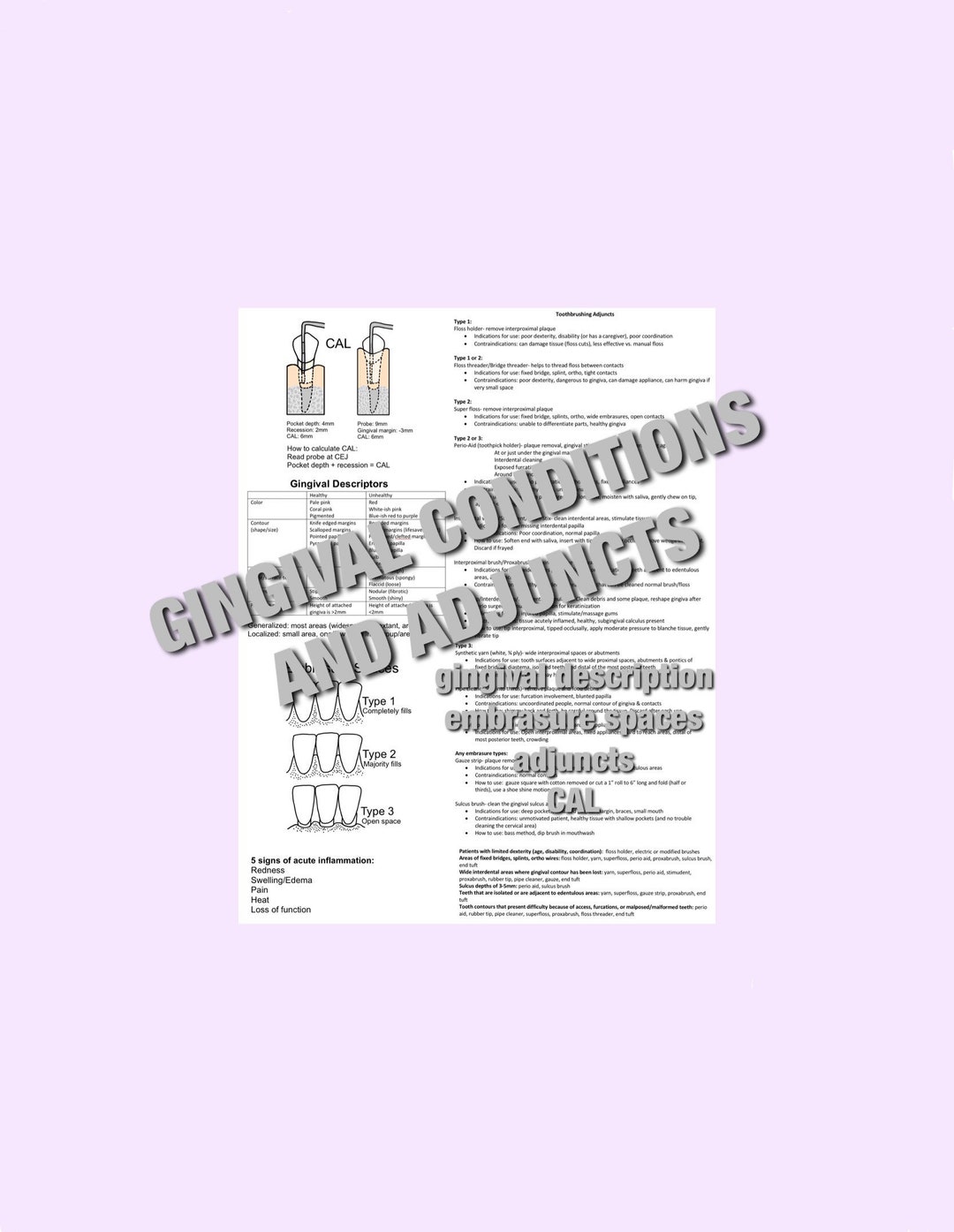 Gingival Description, Embrasure Spaces, CAL, Toothbrush Adjuncts ...