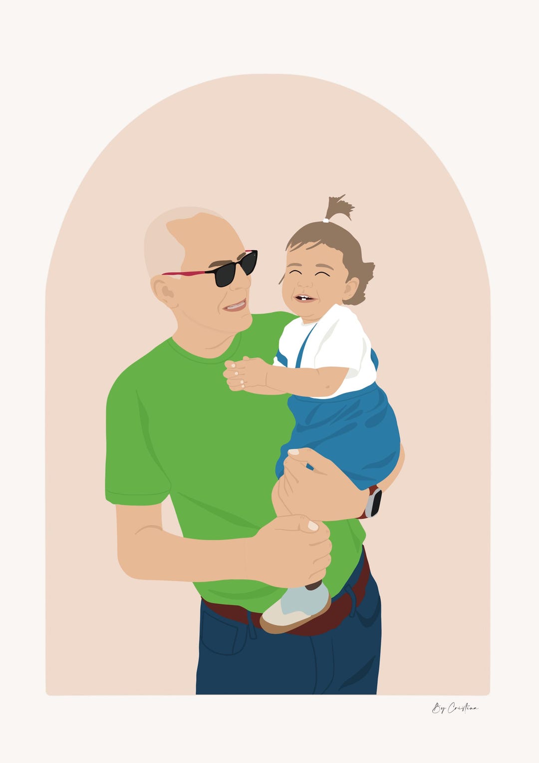 Father's Day Illustration, Personalized Family Drawing, Personalized ...