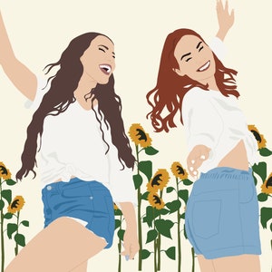 Personalized Portrait Friends, Illustration of 2 People for Gift ...