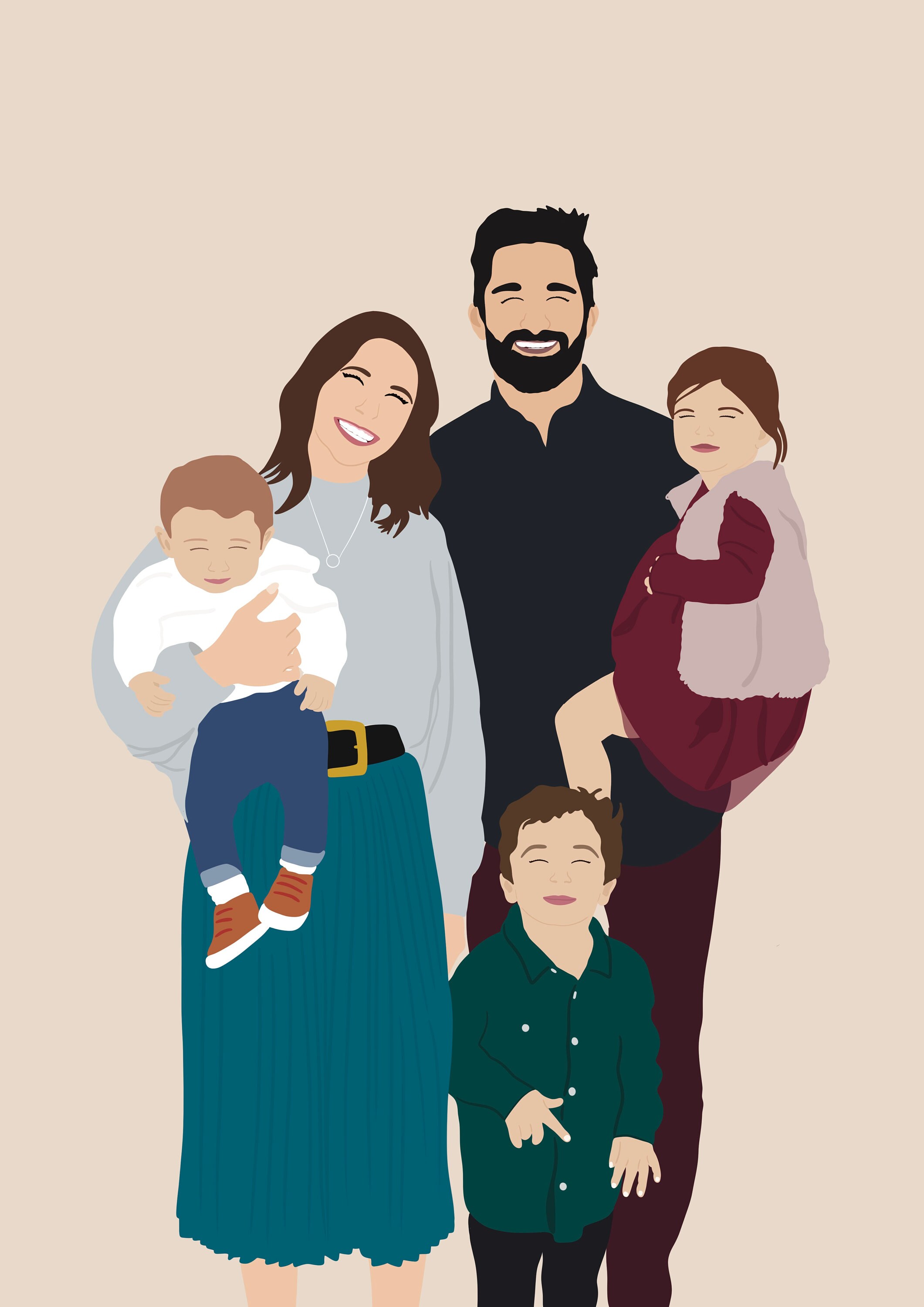 Father's Day Illustration Personalized Family Drawing - Etsy