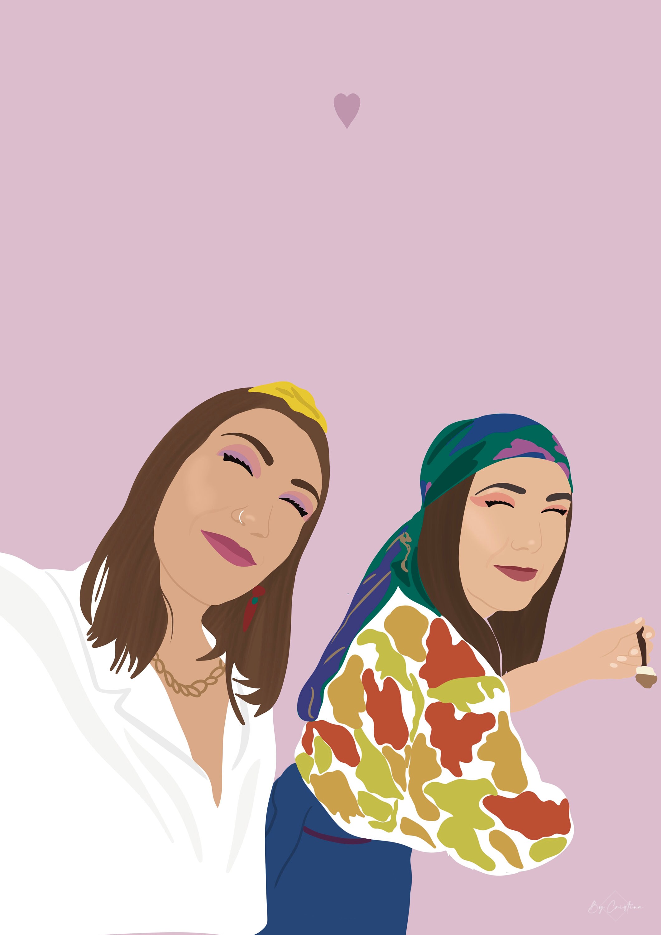 Personalized Portrait Friends Illustration of 2 People for - Etsy