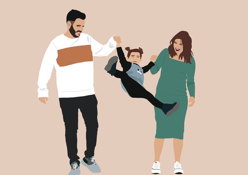 Father's Day Illustration Personalized Family Drawing | Etsy