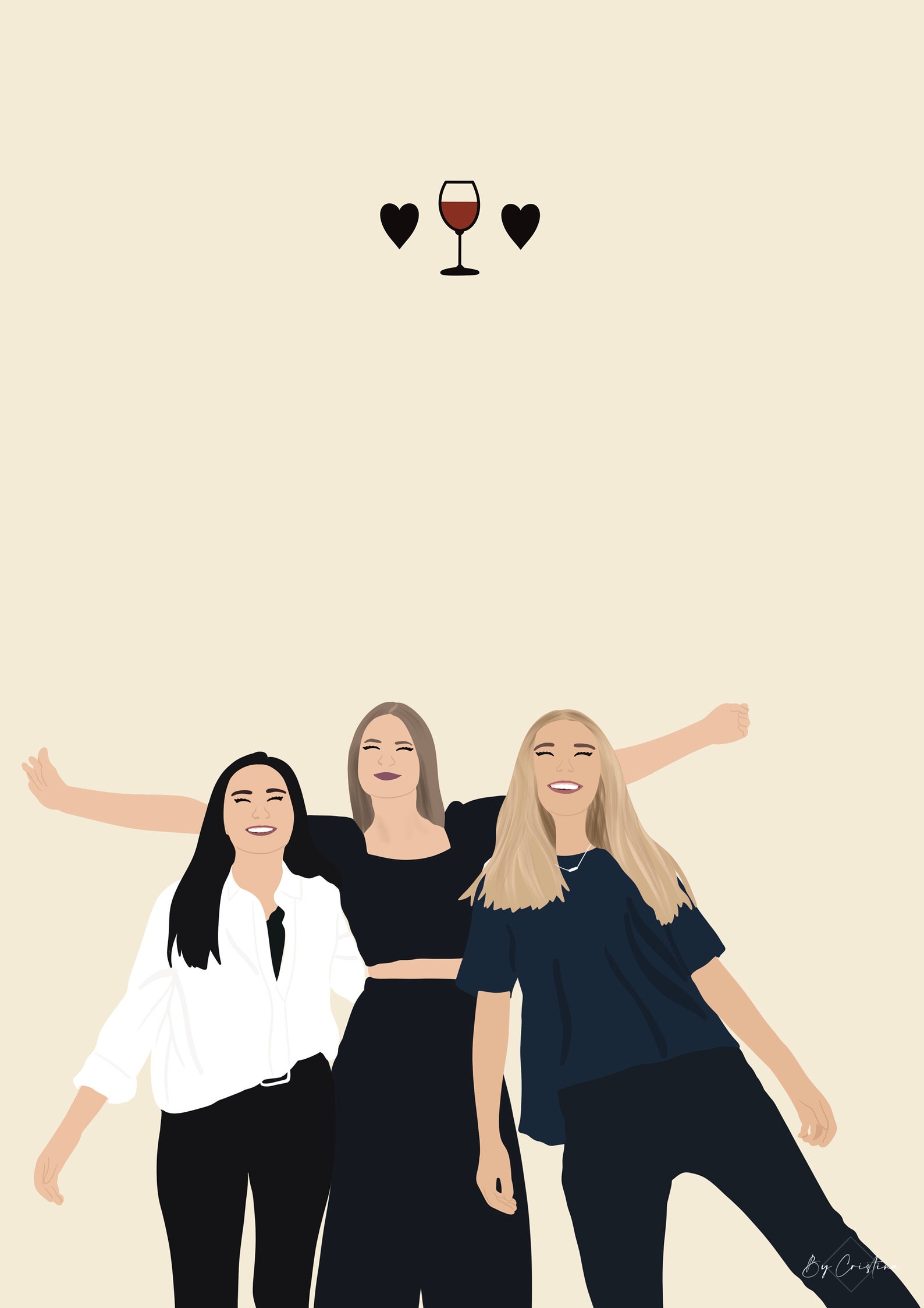 Personalized Portrait Friends, Illustration of 2 People for Gift ...