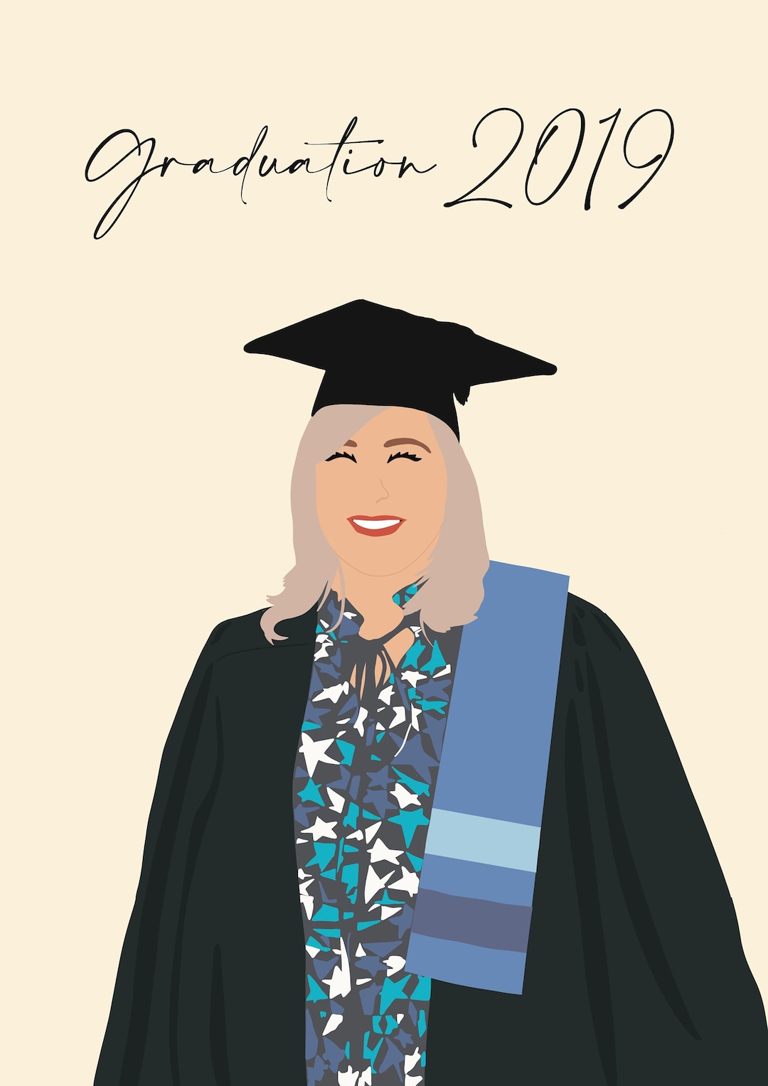 Graduation Illustration - Digital - Personalized Graduation Drawing ...