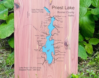 Priest Lake Wood Map - Etsy