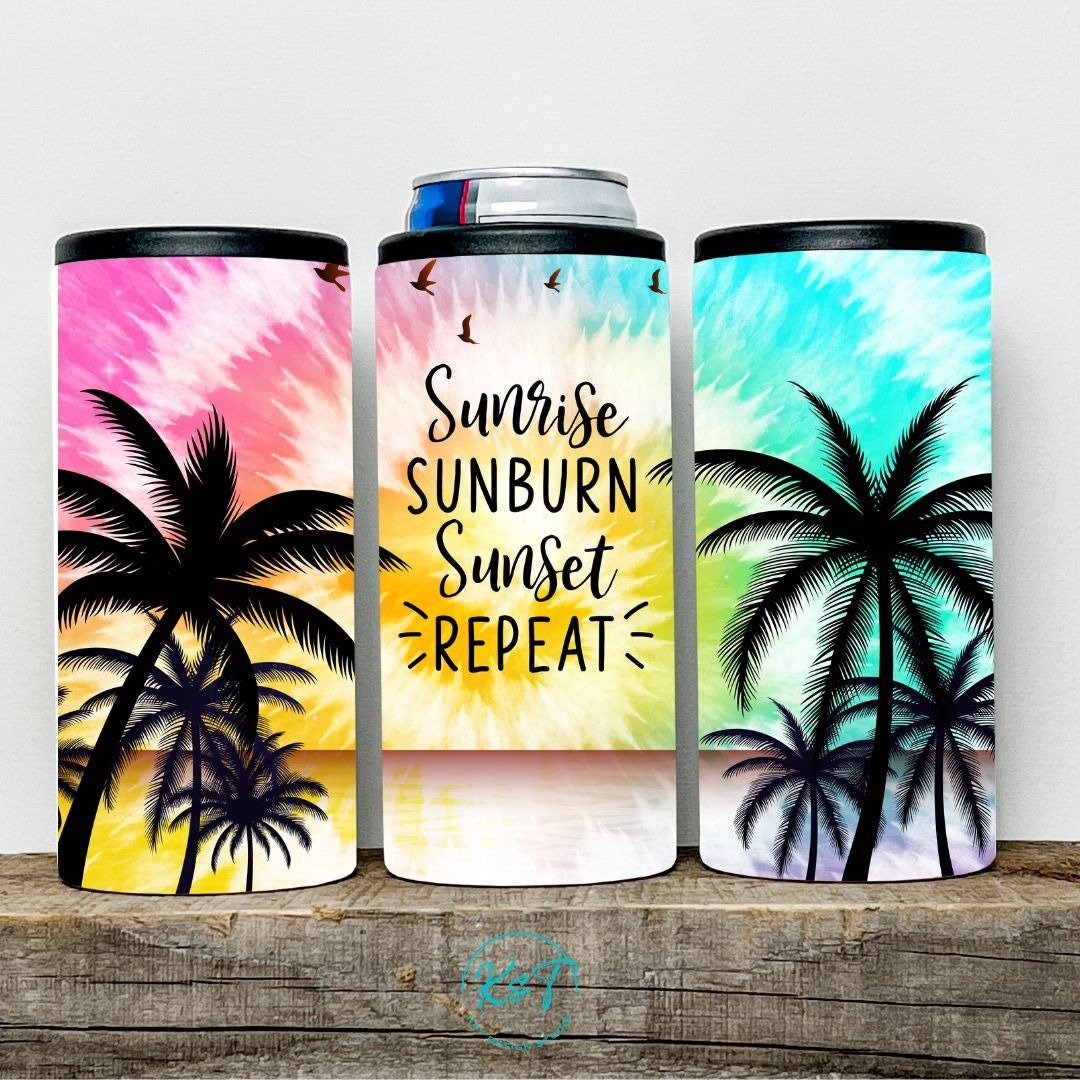 Sunrise Sunburn Sunset Repeat 12oz Slim Can Cooler & Tumbler - Etsy