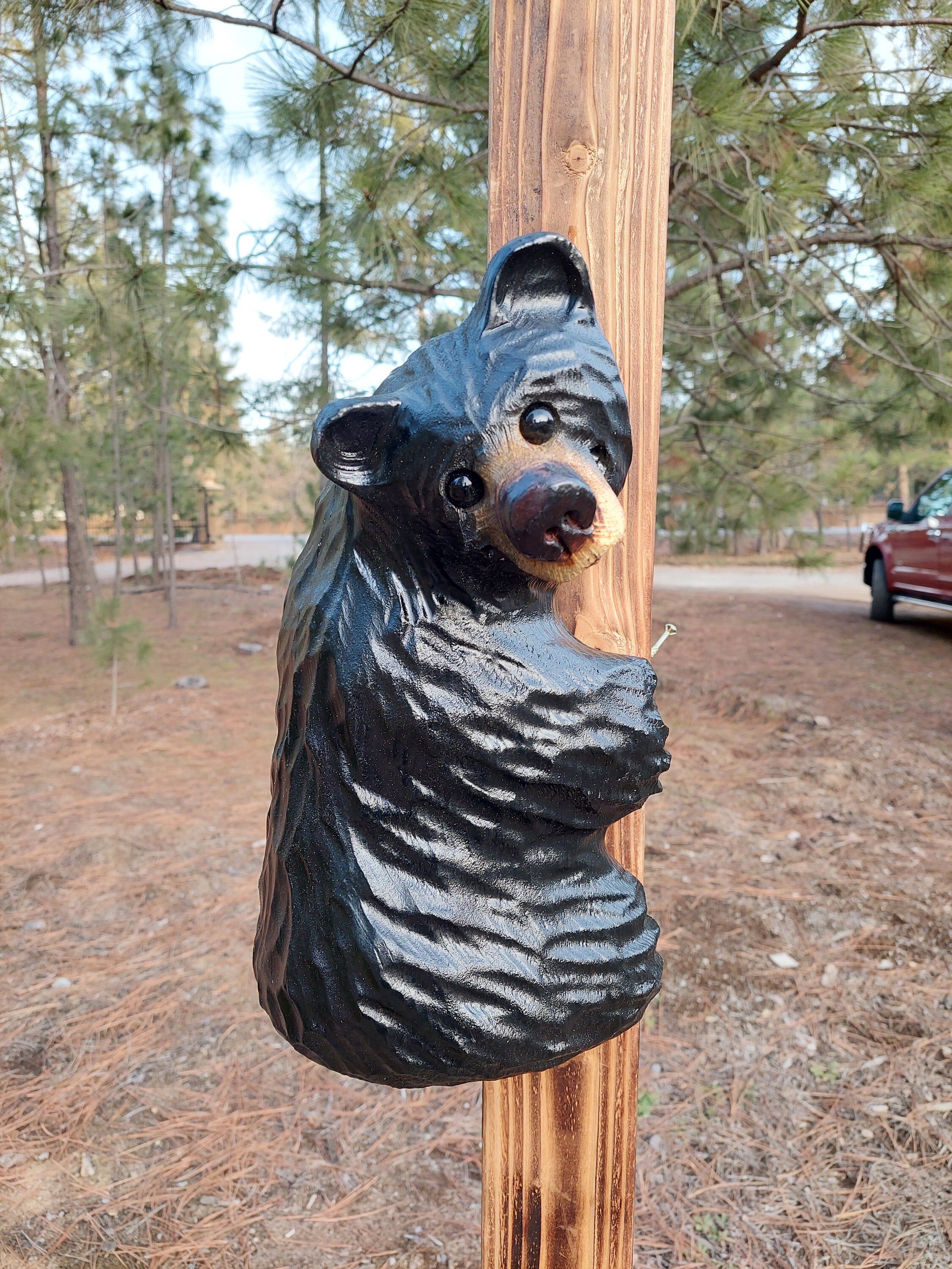 Chainsaw Carved Climbing Bear 15 Made for Posts, Corners, Poles, Trees ...