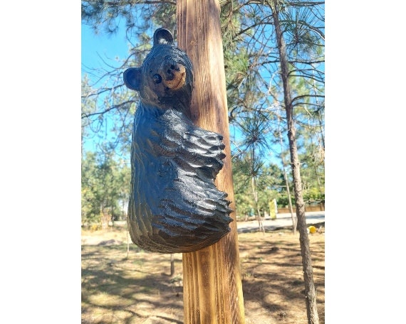 Chainsaw Carved Climbing Bear 15 Made for Posts, Corners, Poles, Trees ...