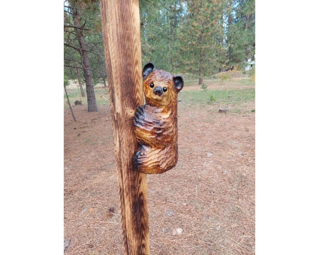 Chainsaw Carved Climbing Bear 15 Made for Posts, Corners, Poles, Trees ...