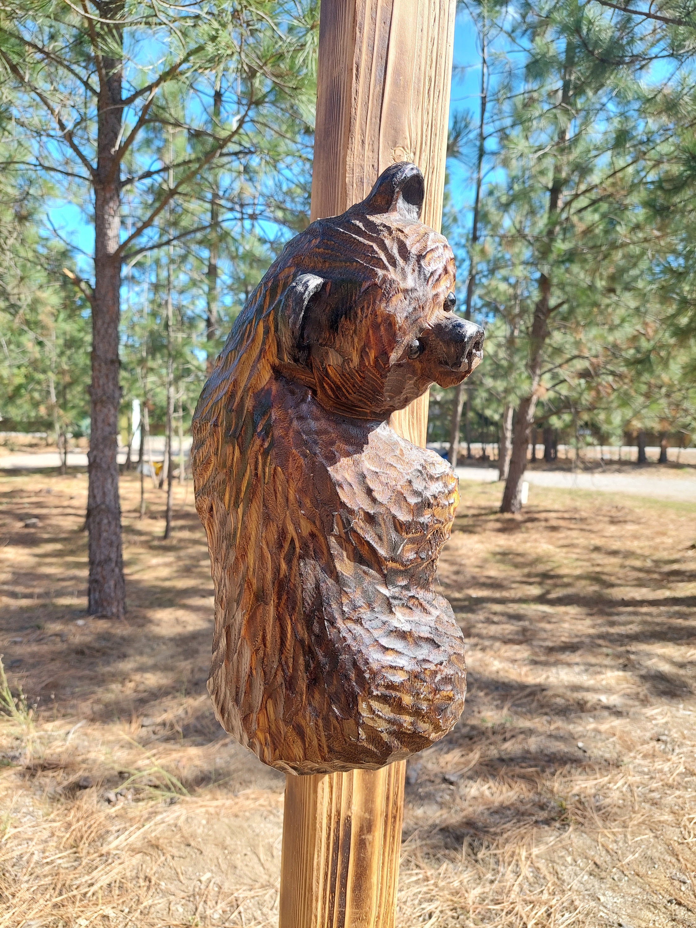 Chainsaw Carved Climbing Bear 15 Made for Posts, Corners, Poles, Trees ...